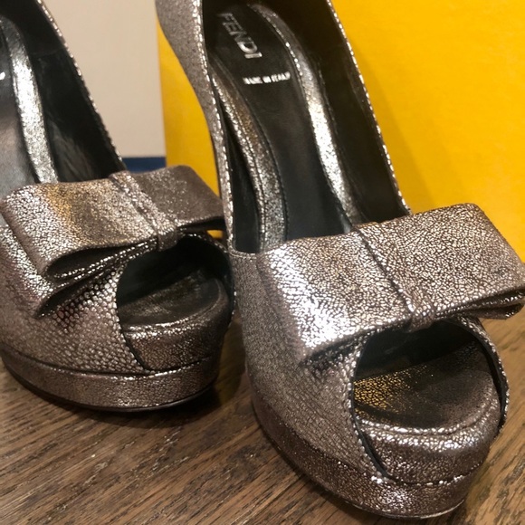 Fendi | Shoes | Fendi Glittering Peep Toe Evening Shoes | Poshmark